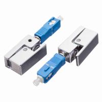 China SC Bare Fiber Adaptor Square Shape Single Mode UPC Polishing for FTTH FTTB FTTX Networks for sale