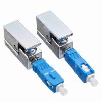 China SC Bare Fiber Adapter with Metal Material UPC Polish and Square Shape for FTTH FTTB Networks for sale