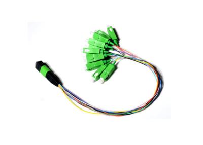 China 0.9mm 12 Fiber Fan Out Optic Patch Cord MPO MTP Cable with Customizable Length for sale