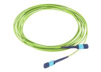 China OM5 Fiber 12 Core MPO MTP Trunk Cable Lime Green Optic Patch Cord for sale