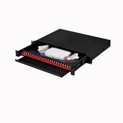 China 24 Port Rack Mountable Fiber Optic Patch Panel with Slide-Out Drawer Enclosure for Data Centers for sale