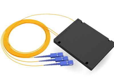 China Wide Wavelength Fiber Optic Splitter 1x2 ABS Box Type PLC with SC/PC Connector for sale