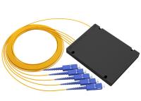 China 1x4 Split Ratio PLC Fiber Optic Splitter with ABS Box Type and SC/PC Connector for sale