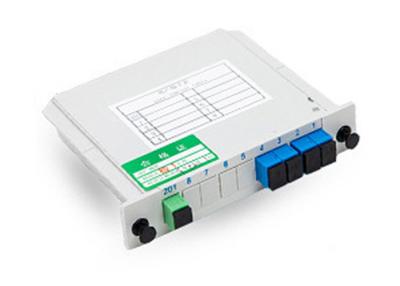 China Compact Design 1x4 Plug-in Type PLC Fiber Optic Splitter with SC Connector for LAN, WAN, and Metro Networks for sale