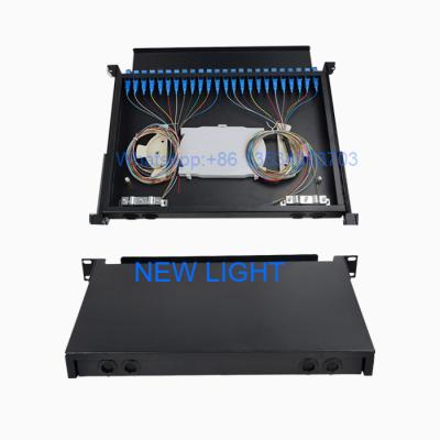 China 48 Port Fiber Optic Patch Panel with MPO/MTP Cable and Slide-Out Drawer Enclosure for Data Centers for sale