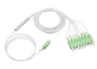 China 1x8 Mini Type PLC Splitter with SC Connector and Stainless Steel Tube for Fiber Optic Networks for sale