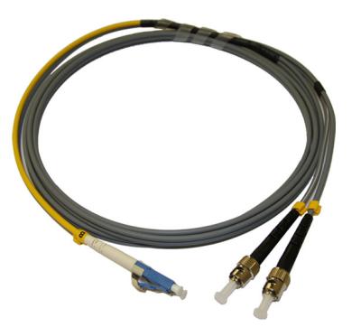 China Armored Fiber Optic Patch Cord with 62.5/125 MM ST Conditioning and Single Mode LC Connector for sale