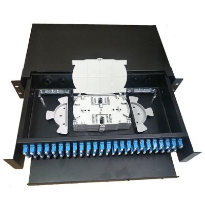 China 2U Rack Mount Fiber Optic Patch Panel with 48/96F Capacity and Pulling Push Type for Data Center Cable Management for sale
