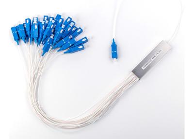 China 1x32 Mini Type PLC Splitter with SC/PC Connector and Stainless Steel Tube for Fiber Optic Networks for sale