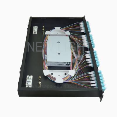 China 12 24 48 96 Port Fiber Optic Distribution Frame with Slide-out Drawer Enclosure and Cold-rolled Steel Construction for sale