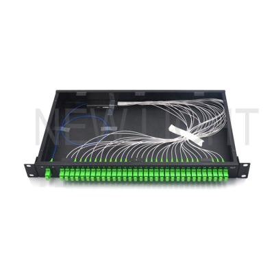 China Rack Mounted 1x32 Fiber Optic Splitter with Stainless Steel Tube for High Reliability PLC Optical Splitter for sale