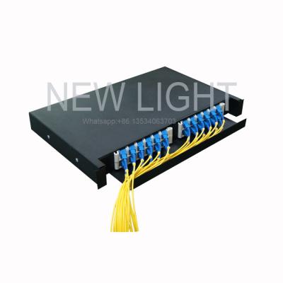 China 19''/23'' Rack Mount Slidable Drawer Fiber Optic Patch Panel with 12/24 Core for Easy Cable Management for sale