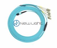 China 8F MPO To LC Breakout Cable 50/125um Multimode with 3.0mm PVC Jacket MPO MTP Patch Cable for sale
