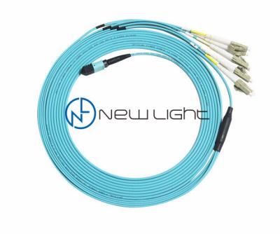 China 8F MPO To LC Breakout Cable 50/125um Multimode with 3.0mm PVC Jacket MPO MTP Patch Cable for sale