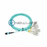 China Female MPO to 4 DX SC OM3 Multimode Fiber Optic Cable with LSZH Jacket MPO Trunk Cable for sale
