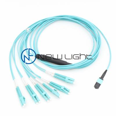 China 12 Core Aqua LC Duplex Pre Terminated MPO MTP Fiber Optic Cable with LSZH Jacket for sale