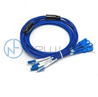 China 4 Fibers LC SC 0.5 Meter Fiber Optic Patch Cable with Armored Protection for sale