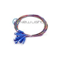 China 10G Speed 12 Core Loose Buffer Multimode Fiber Optic Pigtail with LC ST SC Connectors for sale