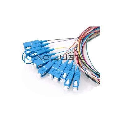 China LSZH 12 Color 1m Fiber Optic Pigtail with SC E2000 FC ST Connectors and Low Insertion Loss for sale