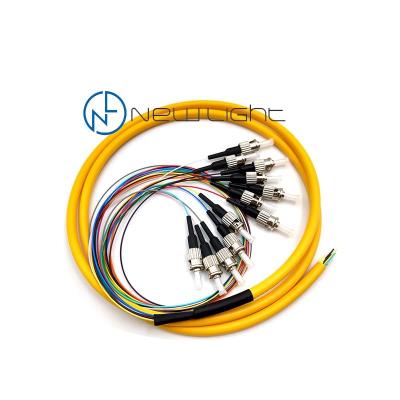 China 1m LSZH 12 Strand Single Mode Fiber Optic Pigtail Cable with FC UPC/APC Connector for sale