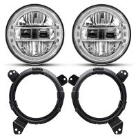 China JK JL 7-Inch Headlight Plus Mounting Bracket for 2018-2021 Jeep Wrangler Conversion Ring Bucket Base 4 Piece for sale