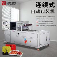 China 6500W Continuous Food Tray Sealer Machine Vacuum Modified Atmosphere With Gas Mixture for sale