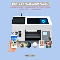 China DP308 A5 Small UV Flatbed Printer Gigabit Ethernet Data Transfer UV Printer for Custom Badge Fridge Magnet for sale
