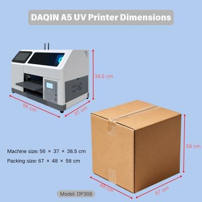 China DP308 A5 Small UV Flatbed Printer Gigabit Ethernet Data Transfer UV Printer for Custom Badge Fridge Magnet for sale