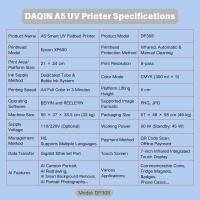 China DP308 A5 Small UV Flatbed Printer Gigabit Ethernet Data Transfer UV Printer for Custom Badge Fridge Magnet for sale