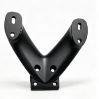 China Custom CNC Machined Black Hard Anodized 6061 T6 Aluminum Alloy V Shape Mounting Bracket with Slotted Adjustment Holes for sale