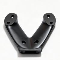 China Custom CNC Machined Black Hard Anodized 6061 T6 Aluminum Alloy V Shape Mounting Bracket with Slotted Adjustment Holes for sale