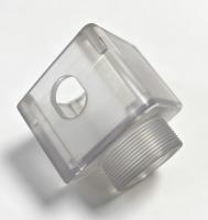 China Custom CNC Machined Clear Acrylic Square Housing with Precision Milled Threads and High-Transparency for Flow Sensor Applications for sale