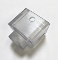 China Custom CNC Machined Clear Acrylic Square Housing with Precision Milled Threads and High-Transparency for Flow Sensor Applications for sale