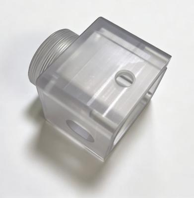 China Custom CNC Machined Clear Acrylic Square Housing with Precision Milled Threads and High-Transparency for Flow Sensor Applications for sale