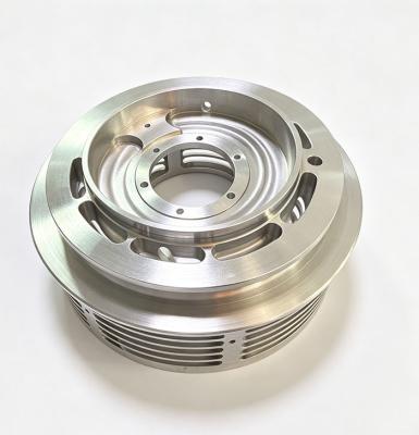 China Custom  CNC Machined 6061-T6 Aluminum Motor Heat Sink Housing with Ventilated Cooling Slots for sale
