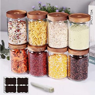 China Cylinder Airtight Clear Glass Canisters For Grains Noodles Candies for sale