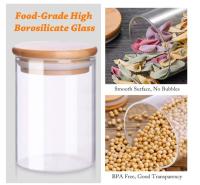 China Novolink High Borosilicate Glass Storage Jar Bottles With Bamboo Lids for sale
