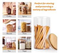 China Novolink High Borosilicate Glass Storage Jar Bottles With Bamboo Lids for sale