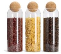 China Seal Cork Stopper 42oz Clear Glass Canisters With Airtight Cork Lid for sale
