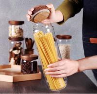 China Flour Glass Kitchen Canisters Thick Stackable Natural Style Set Of 5 for sale