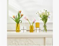 China High borosilicate Decorative Glassware Hand Blown Amber Bud Vases for sale