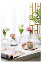 China Novolink Borosilicate Glass Planter Clear Glass Flower Vase, Geometric Shape Striped Wave Vase Sets Cute Mini Bud Vases for sale