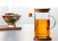 China Leak Proof ISO Clear Glass Canisters Sauce Bottle With Bamboo Lid for sale