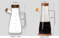 China 500ml 650ml High Borosilicate Glass Oil Dispensers Set Sauce Dispensers Set Borosilicate Clear Glass Canisters for sale