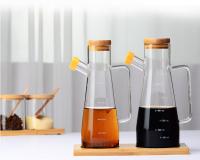 China 500ml 650ml High Borosilicate Glass Oil Dispensers Set Sauce Dispensers Set Borosilicate Clear Glass Canisters for sale