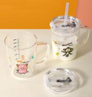 China Heat Resistant HDPE Lid 250ml Glass Cup Daily Use For Cold Hot Milk for sale