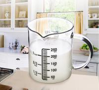 China 250ml 500ml Graduated Borosilicate Glass Mug Set Stove Head Safe for sale
