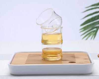 China Kung Fu Tea Borosilicate Glass Mug Customized Clear Cartoon Prints for sale