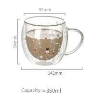 China 350ml Double Wall Borosilicate Glass Mug Cup For Cold Hot Drinks for sale