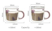 China Clear 300ml Double Walled Glass Cup With Decorative Kitty Printing for sale